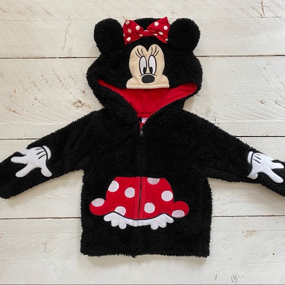 Disney | Jackets & Coats | Disney Minnie Mouse Girls Fleece Hooded ...
